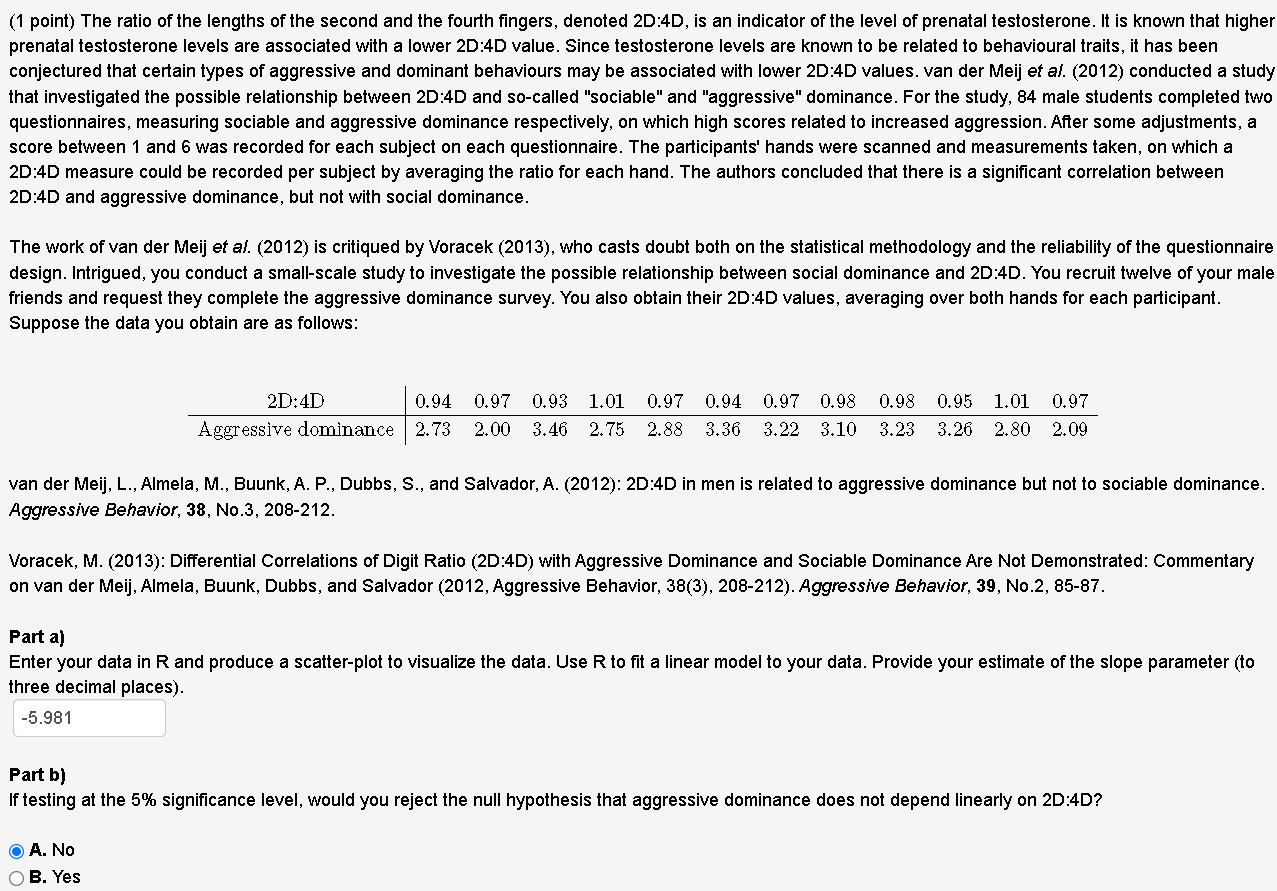 Solved (1 point) The ratio of the lengths of the second and | Chegg.com