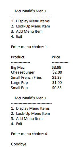 Solved - Create a main menu with these options in it, that | Chegg.com