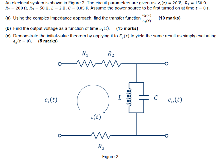 Solved An electrical system is shown in Figure 2. The | Chegg.com