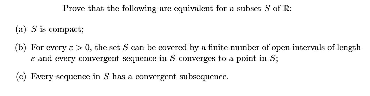 Solved Prove that the following are equivalent for a subset | Chegg.com