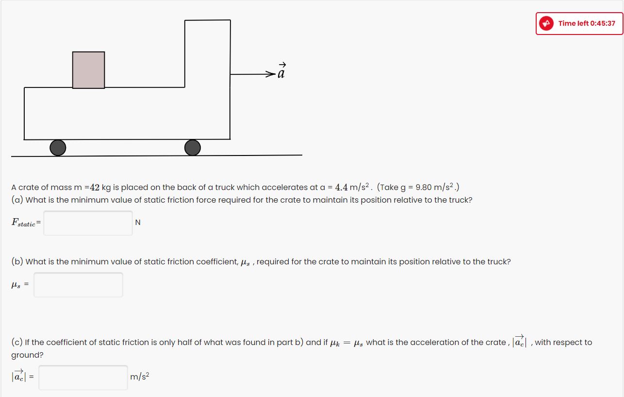 Solved What is the minimum value of static friction force | Chegg.com