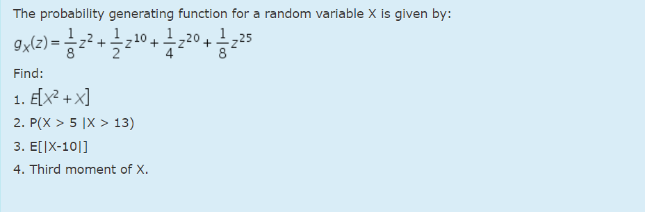 Solved The probability generating function for a random | Chegg.com