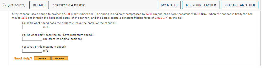 Solved A toy cannon uses a spring to project a 5.20−g soft | Chegg.com