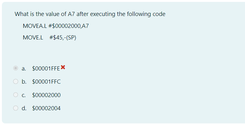 Solved What is the value of A7 after executing the following | Chegg.com