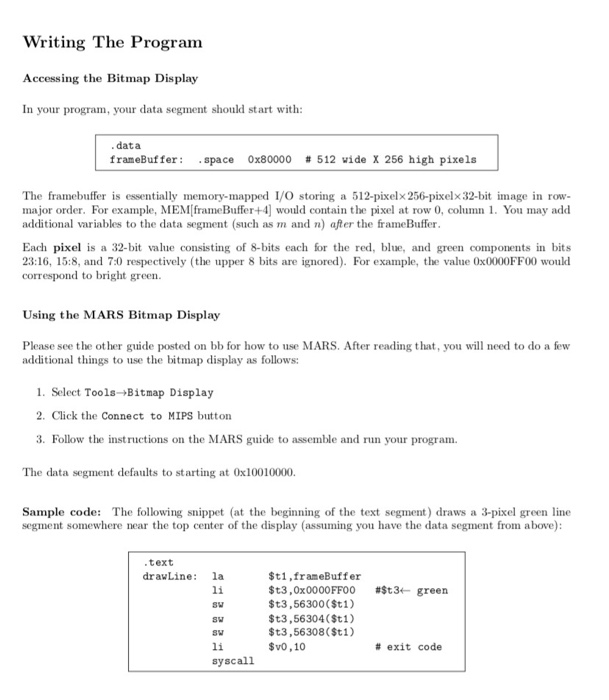 Solved Assignment Write MIPS code to draw the following | Chegg.com
