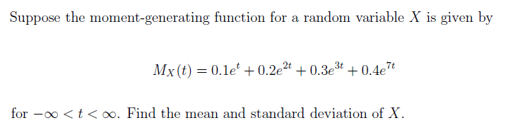Solved Suppose the moment-generating function for a random | Chegg.com