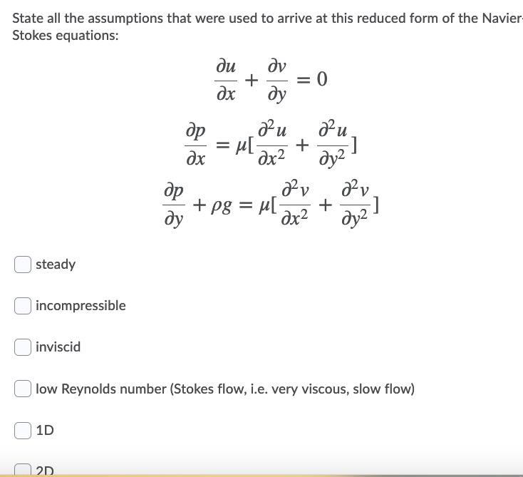 Solved (how The full Navier-Stokes equations (for Newtonian | Chegg.com