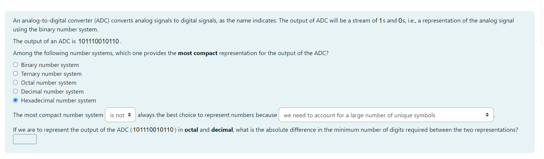 Solved An analog-to-digital converter (ADC) ﻿converts analog | Chegg.com