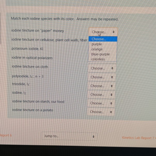Solved Match each iodine species with its color. Answers may | Chegg.com