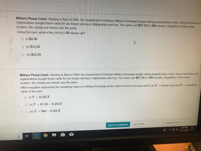 Solved Military Phone Cards: Starting in April of 2004, the | Chegg.com