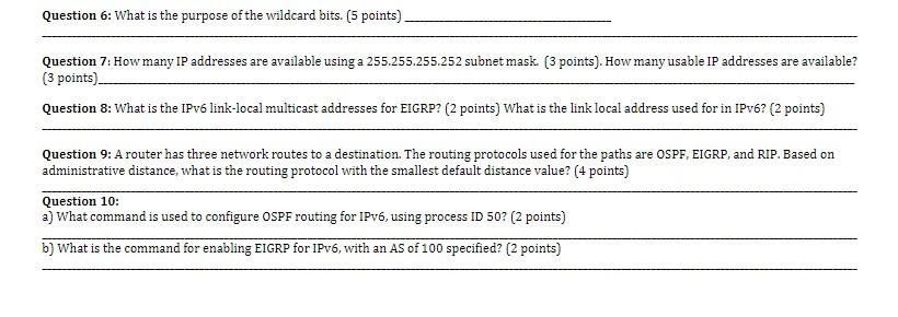 Solved Question 6: What is the purpose of the wildcard bits. | Chegg.com