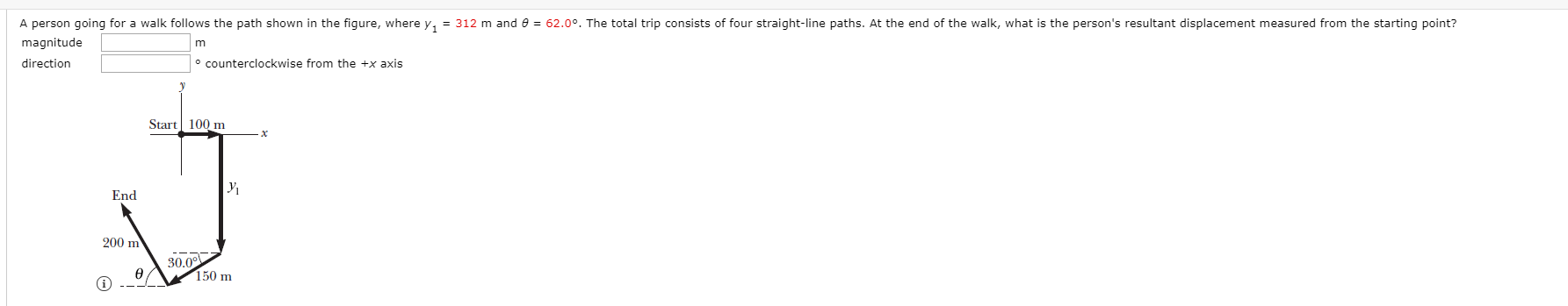 Solved A person going for a walk follows the path shown in | Chegg.com