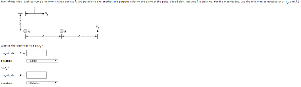 Solved Two infinite rods each carrying a uniform charge | Chegg.com
