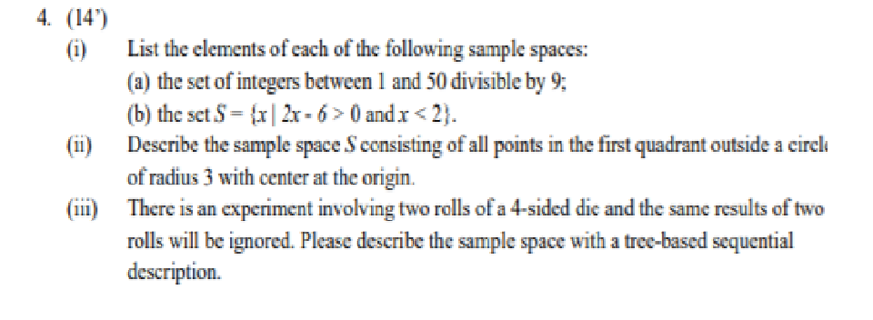 Solved 4. (14) (1) List the elements of each of the | Chegg.com