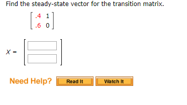 Solved Find the steady-state vector for the transition | Chegg.com