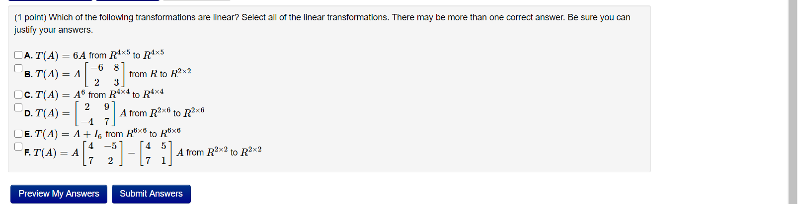 Solved 1 Point Which Of The Following Transformations Are 
