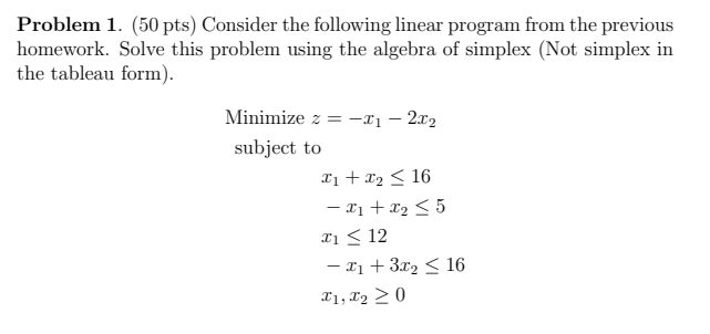 Solved Problem 1. (50 pts) Consider the following linear | Chegg.com