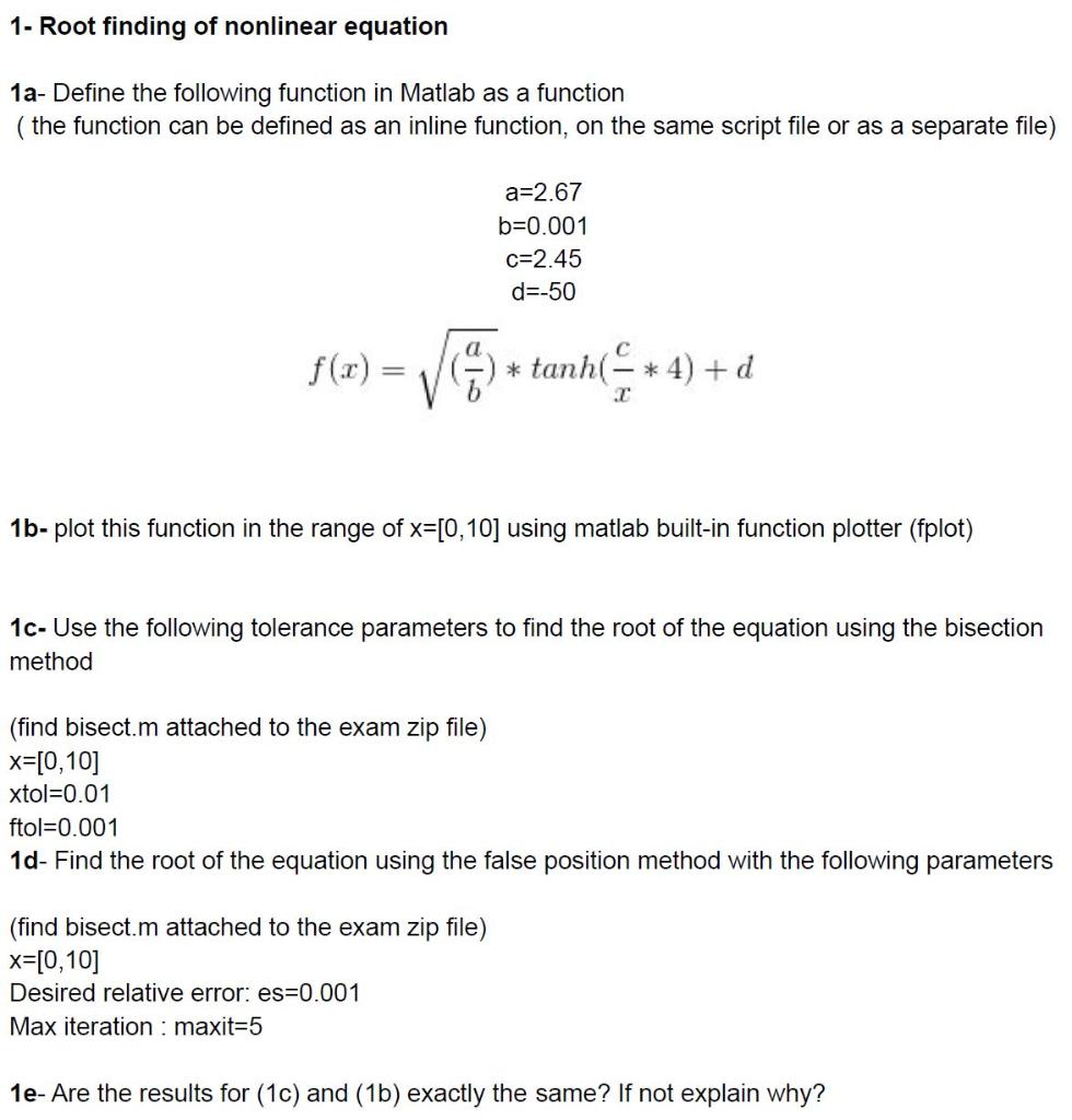 Solved Answer In Matlab Please Bisect M Function R