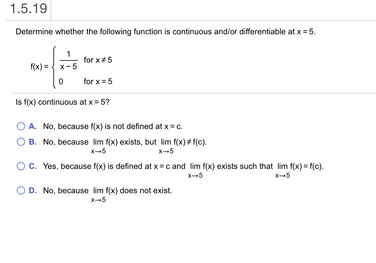 Solved 1 5 19 Determine Whether The Following Function Is