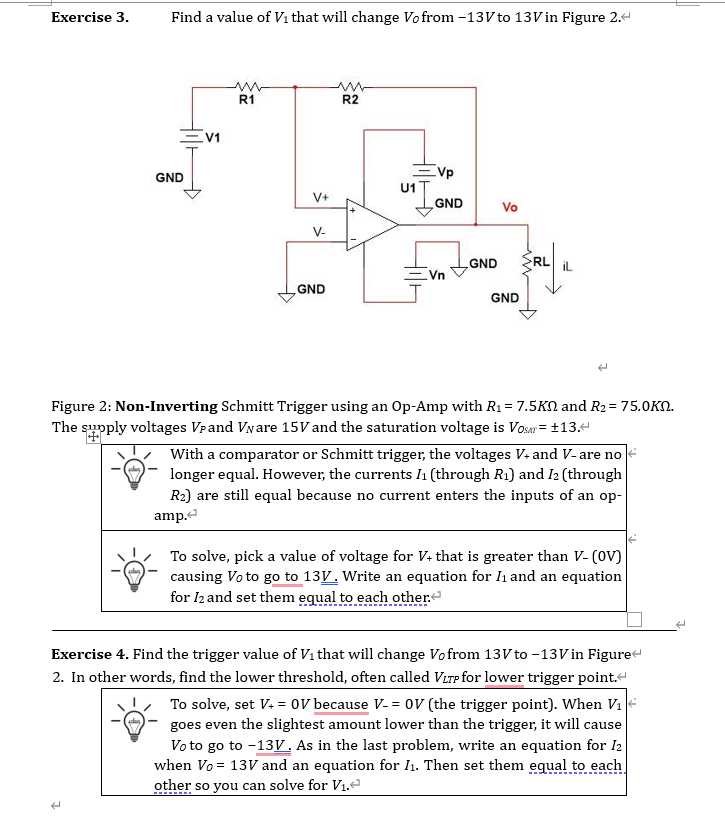 Solved Exercise 3. Find a value of V1 that will change V0 | Chegg.com