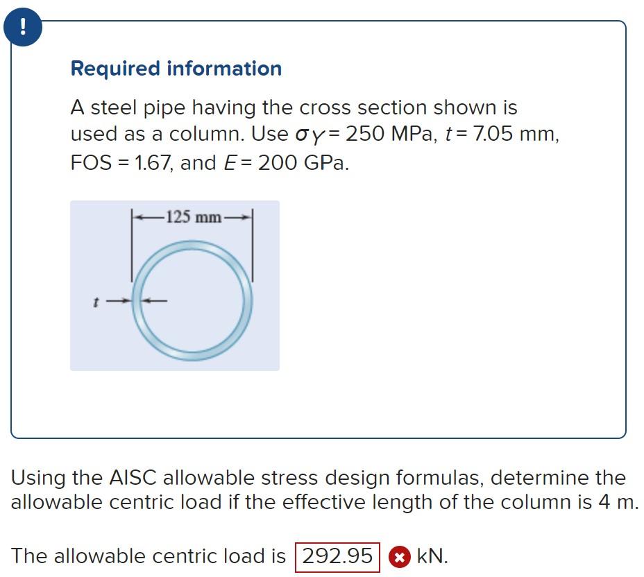 Solved Required information A steel pipe having the cross | Chegg.com