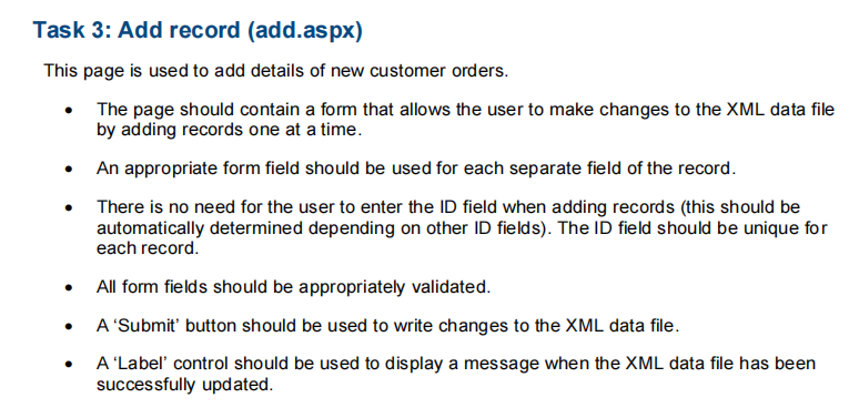 Solved Task 3: Add record (add.aspx) This page is used to | Chegg.com