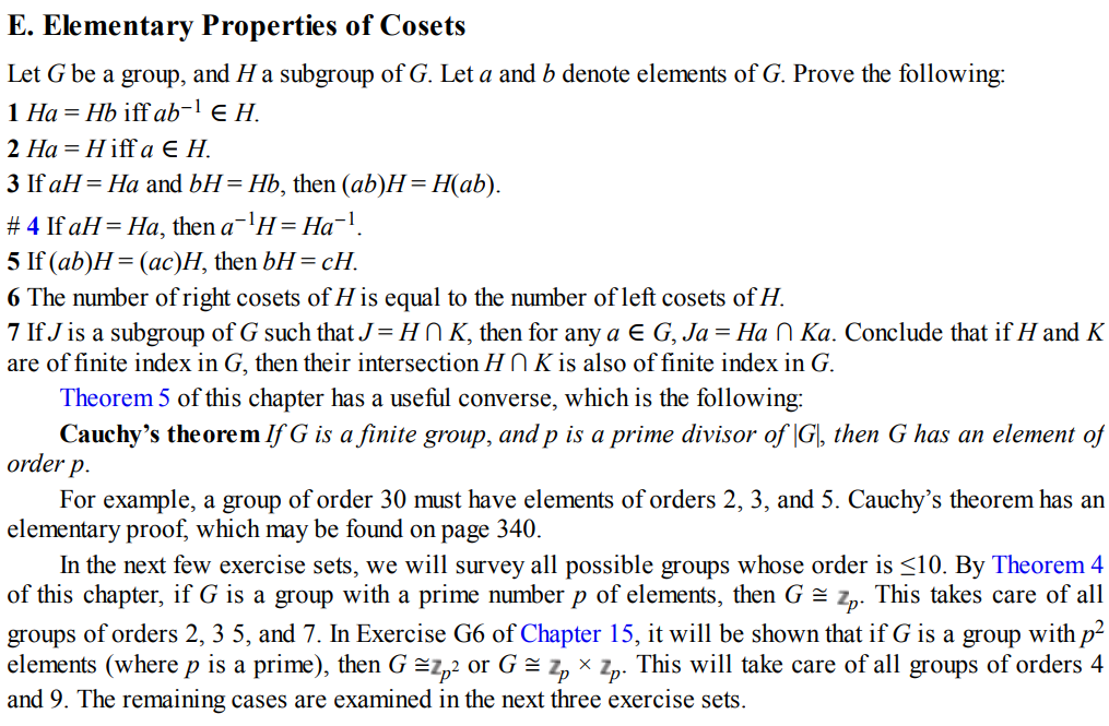 Solved This is over the chapter of Counting Cosets for | Chegg.com
