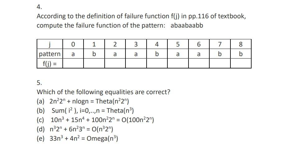 Solved 4. According to the definition of failure function | Chegg.com