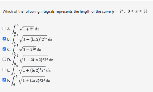 Solved Which of the following integrals represents the | Chegg.com