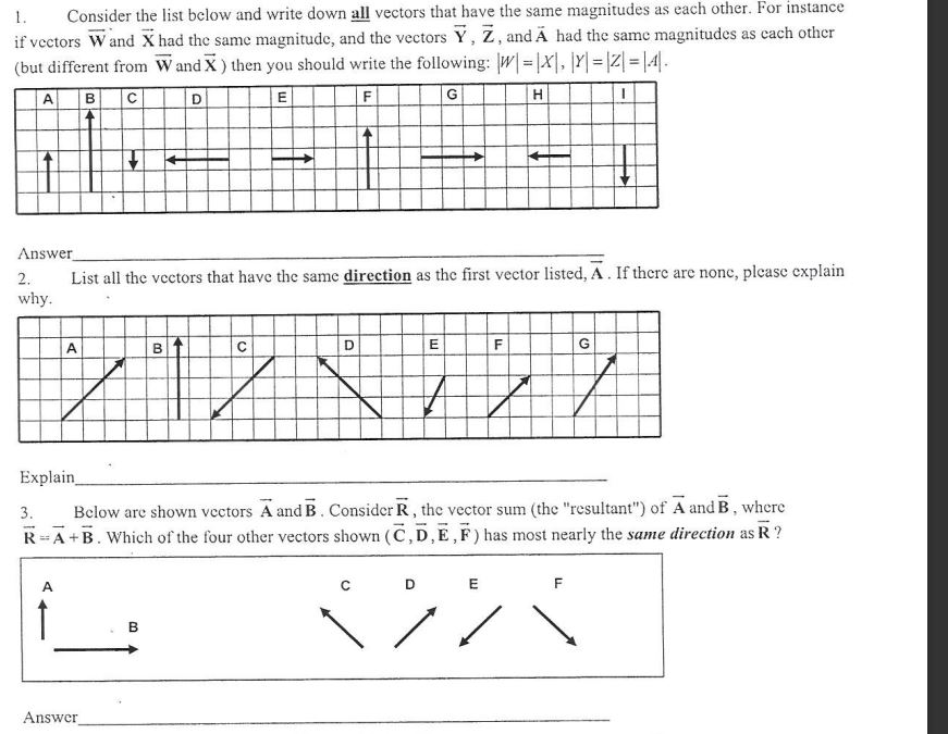 Solved 1. Consider the list bclow and write down all vectors | Chegg.com