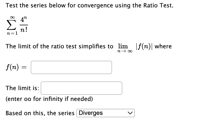 Solved Test the series below for convergence using the Ratio | Chegg.com