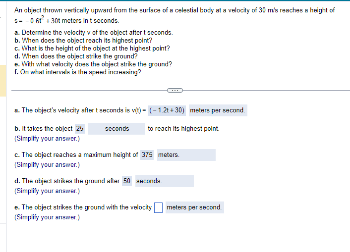 Solved An object thrown vertically upward from the surface | Chegg.com