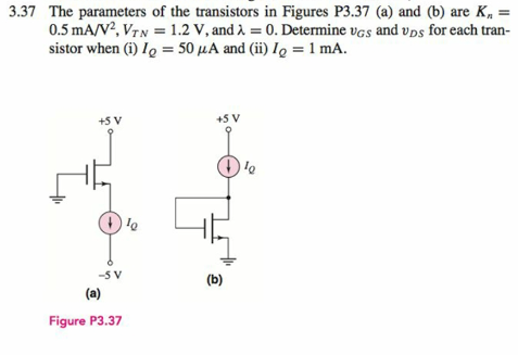 Solved 3.37 ﻿The parameters of the transistors in Figures | Chegg.com