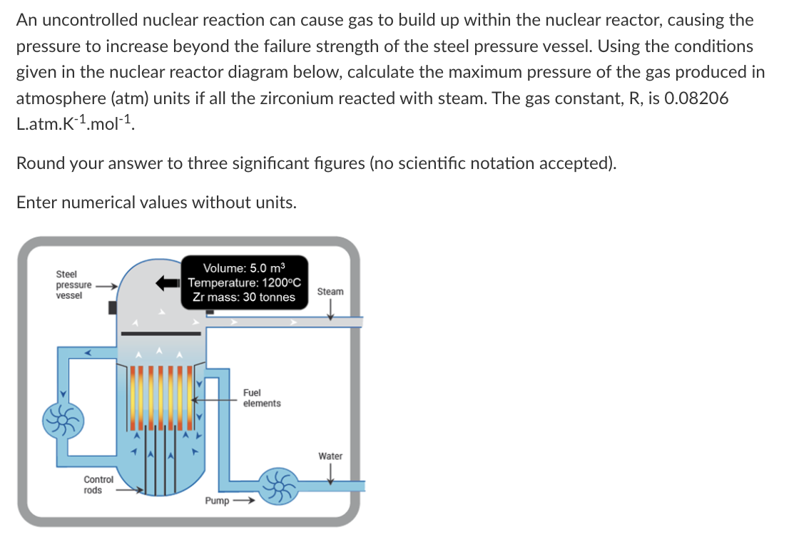 Solved An uncontrolled nuclear reaction can cause gas to | Chegg.com
