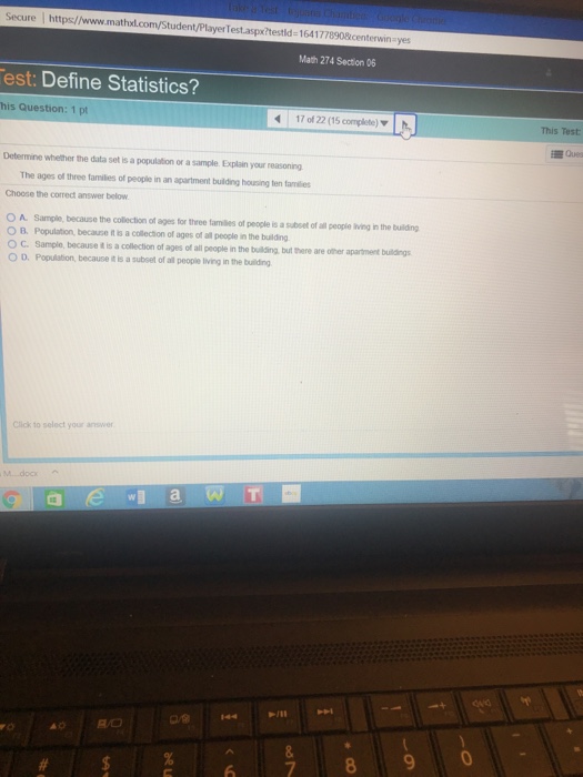 Solved determine whether the data set is a population or a | Chegg.com