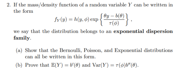 Solved 2. If the mass/density function of a random variable | Chegg.com