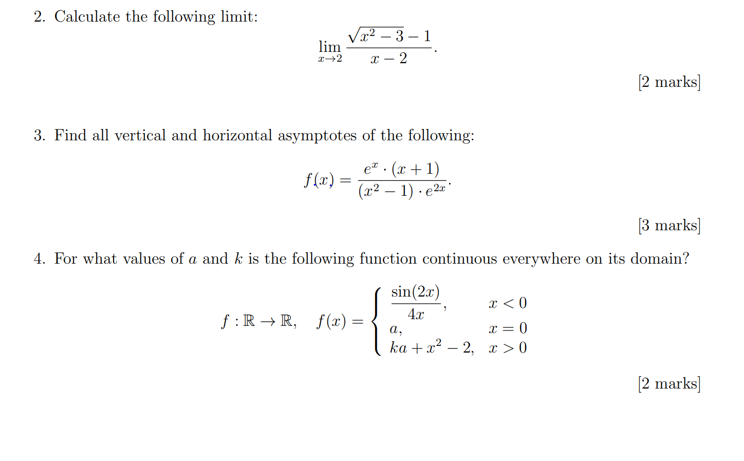 Solved 2. Calculate the following limit: lim V x2 – 3 – 1 2 | Chegg.com