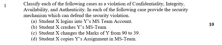 Solved 1 Classify each of the following cases as a violation | Chegg.com