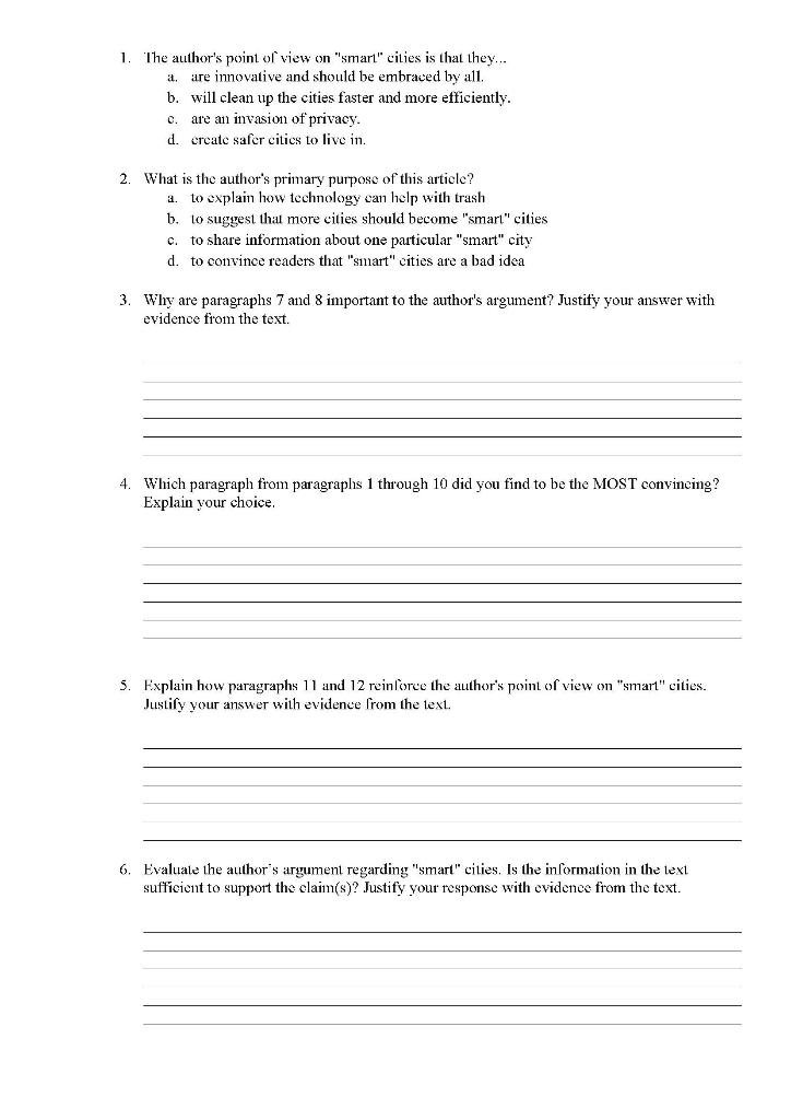 Grade 7 Unit 3 - Formative 2: Point of View and | Chegg.com