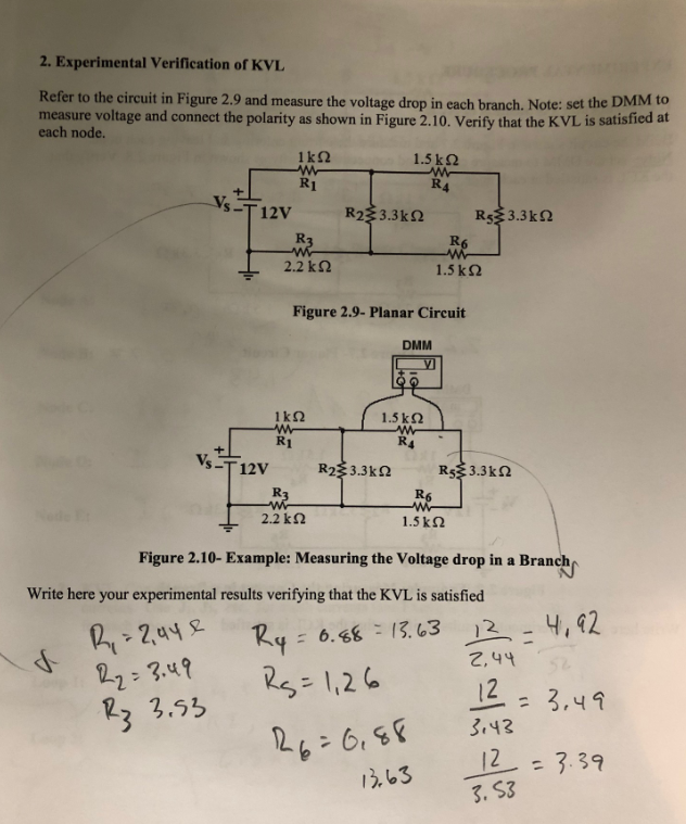 Solved 2. Experimental Verification of KVL Refer to the | Chegg.com