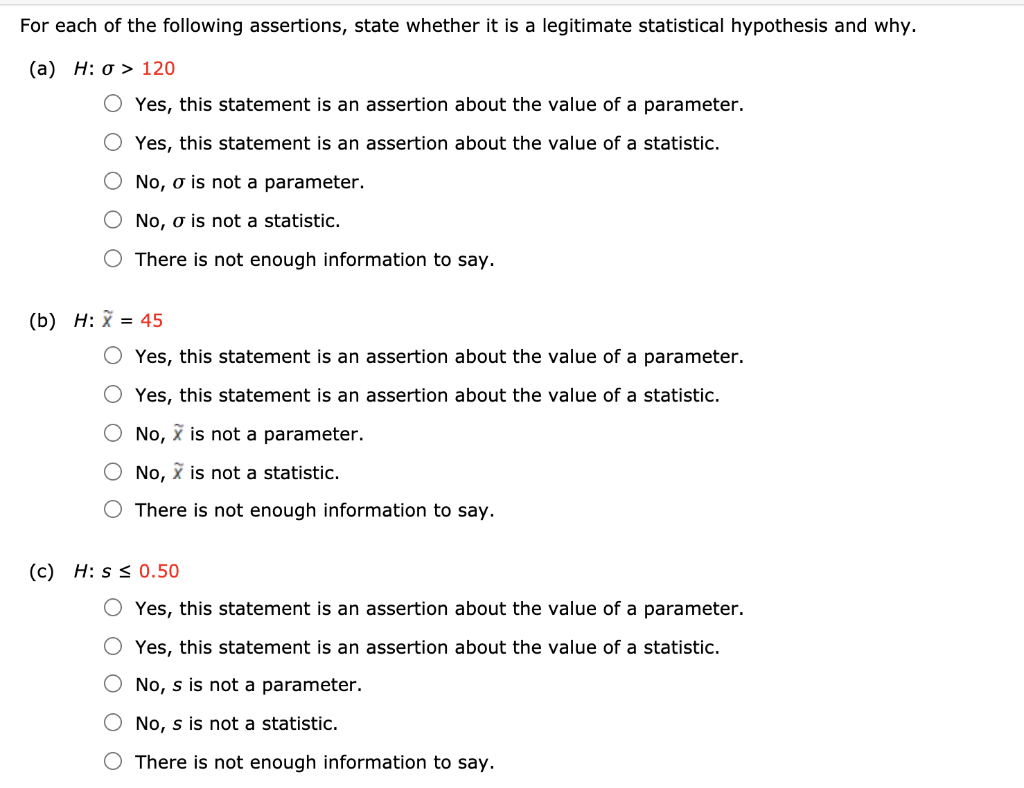 Solved For each of the following assertions, state whether | Chegg.com