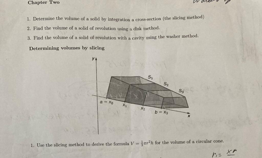 Solved Chapter Two 1. Determine the volume of a solid by | Chegg.com