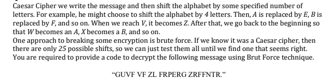 Solved Caesar Cipher we write the message and then shift the | Chegg.com