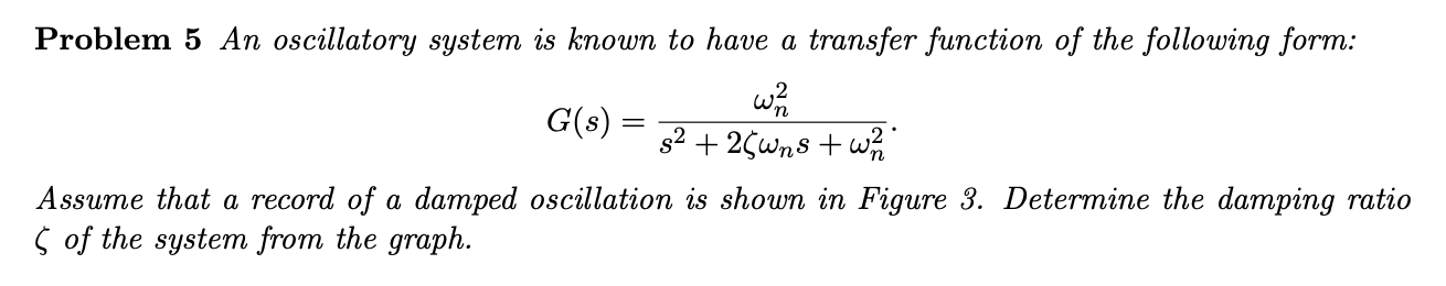 G(s)=s2+2ζωns+ωn2ωn2 Assume that a record of a damped | Chegg.com