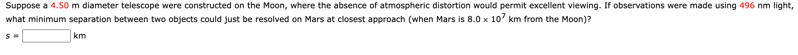 Solved what minimum separation between two objects could | Chegg.com