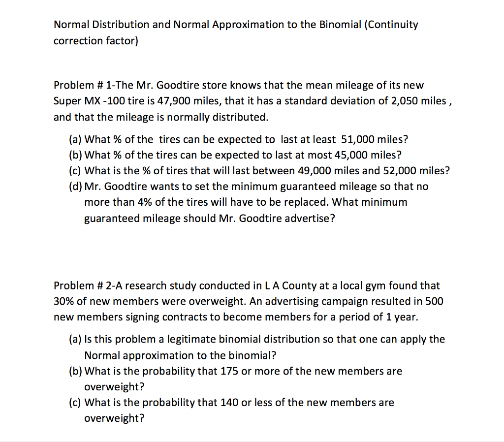 Solved Normal Distribution and Normal Approximation to the | Chegg.com