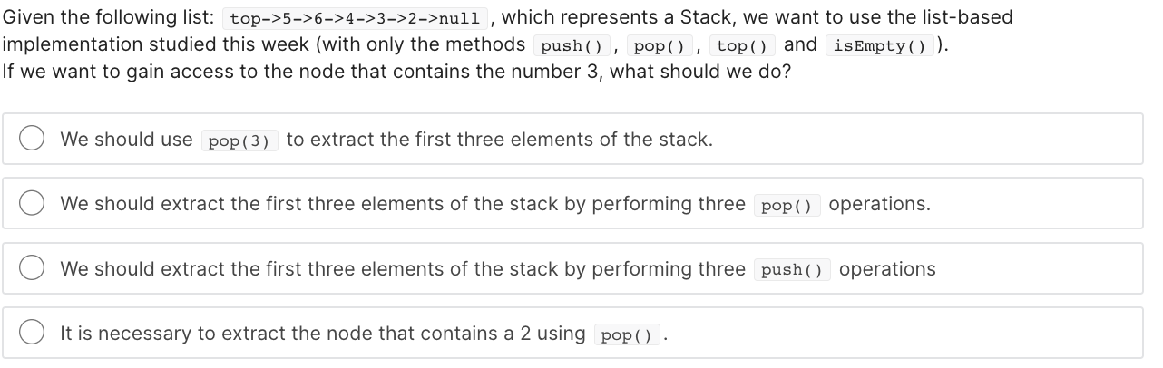 Solved In a stack with unknown initial state (we do not know | Chegg.com