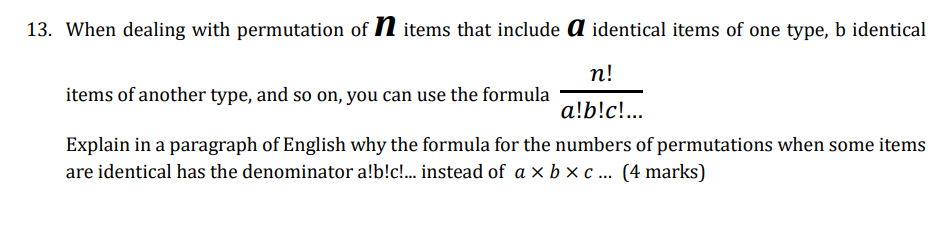 Solved 13. When dealing with permutation of items that | Chegg.com