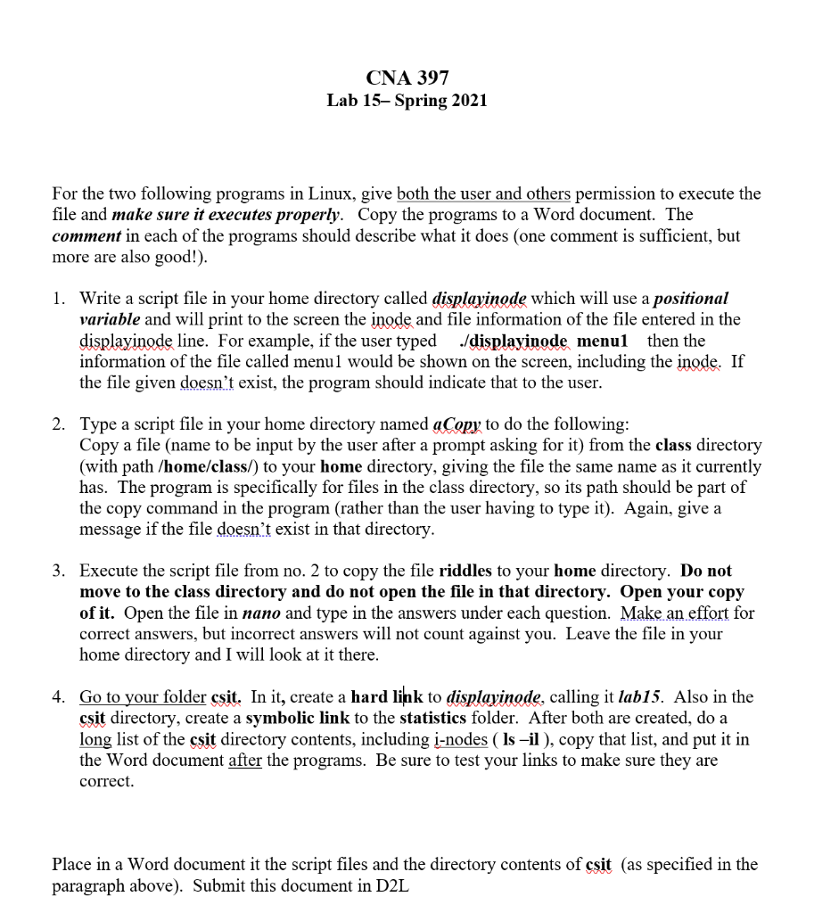 Solved CNA 397 Lab 15- Spring 2021 For the two following | Chegg.com