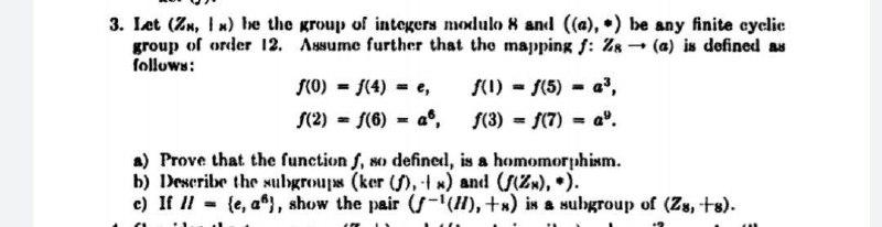 Solved 3. let (%, 1x) be the group of integers modulo 8 and | Chegg.com